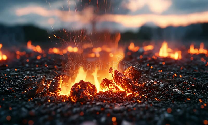 Intense Fire Burning on Volcanic Ground Stock Video - Video of powerful ...