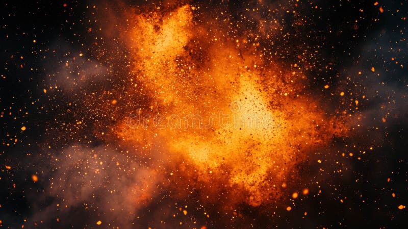Intense Fire Explosion Texture with Suspended Embers on a Dark ...