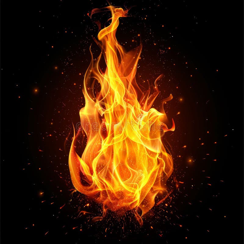 Intense Fire Flames Isolated on Black Background. Generative Ai Stock ...