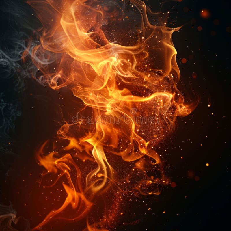 Intense Fire Flames Isolated on Black Background. Generative Ai Stock ...