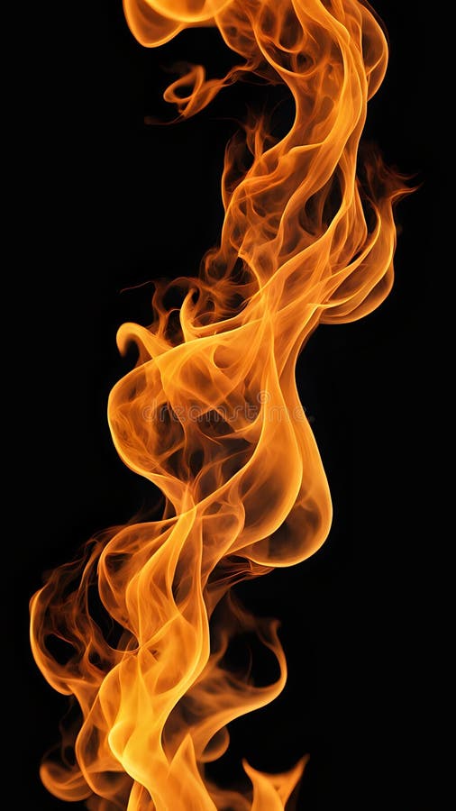 Intense Fire Flames Rising Against a Pitch-black Background Creating ...