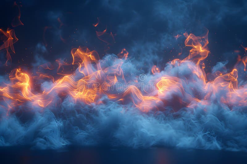 Intense Fire and Smoke on Dark Background. Generative AI Stock ...