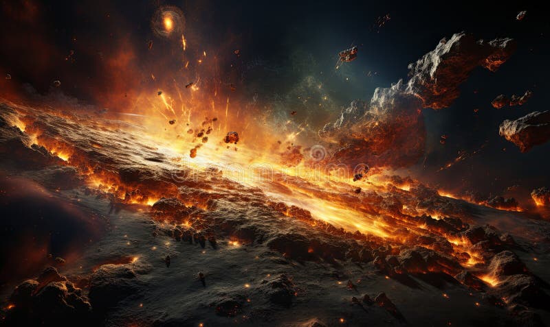 Intense Fire and Smoke in Space Stock Photo - Image of celestial ...