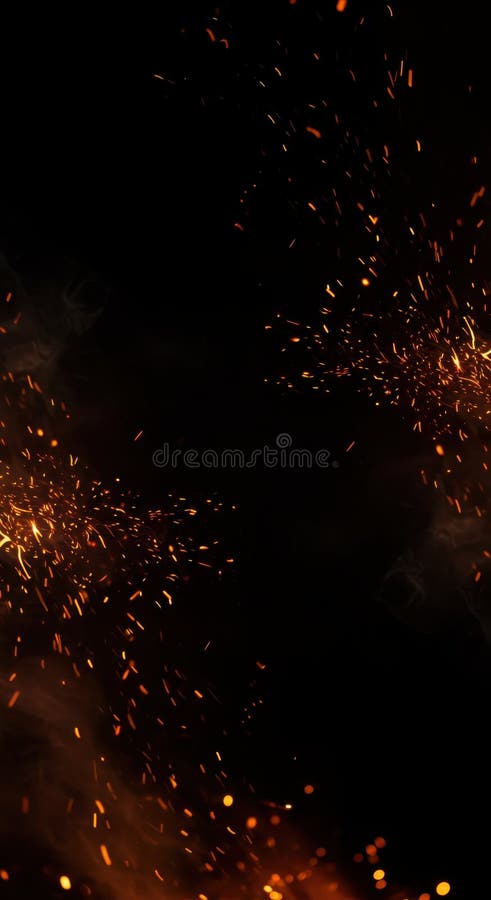 Intense Fire Sparks Overlay in Portrait, a Dynamic Effect on Black ...