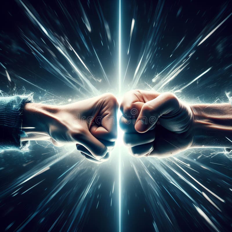 Intense Fist Bump with Explosive Energy Burst, Symbolizing Unity, Power ...