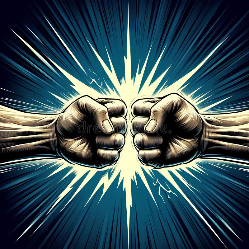 Intense Fist Bump with Explosive Energy Burst, Symbolizing Unity, Power ...