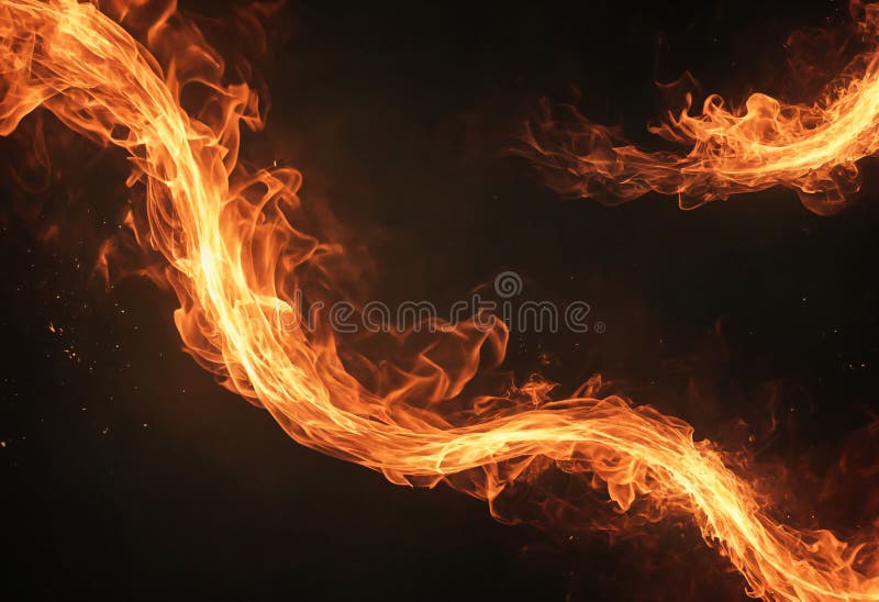 Intense Flame, on a Dark Background. Fire Background Stock Image ...