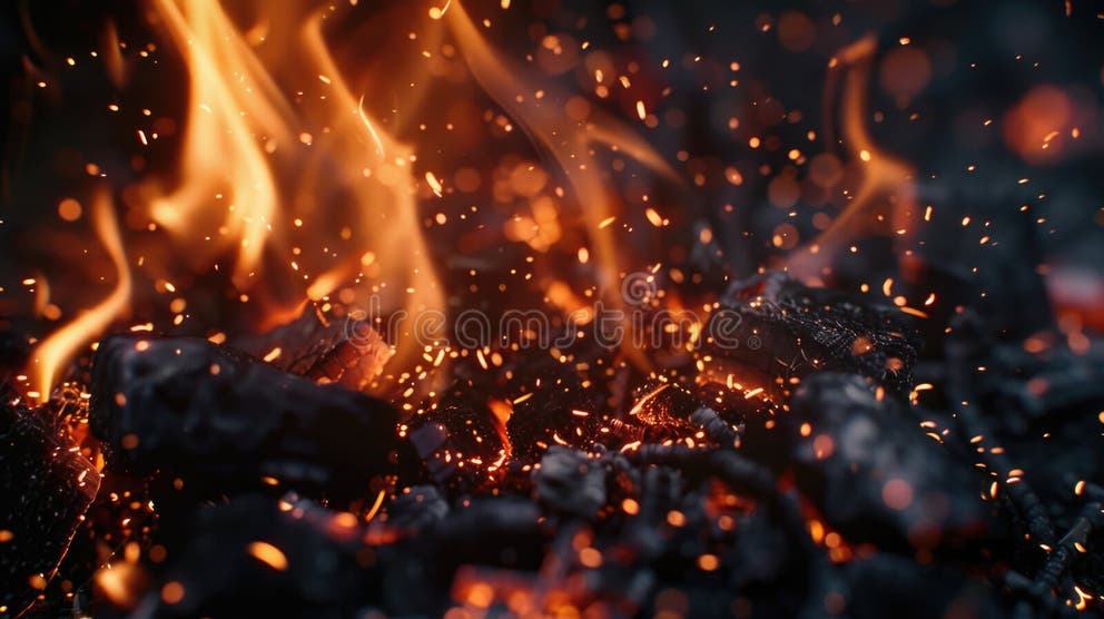 Intense Flame with Many Sparks Stock Photo - Image of fire, burning ...