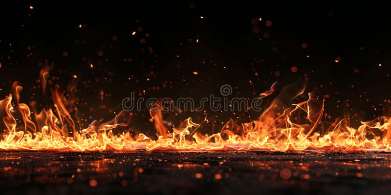 Intense Flames Dancing on a Dark Background. Generative Ai Stock ...