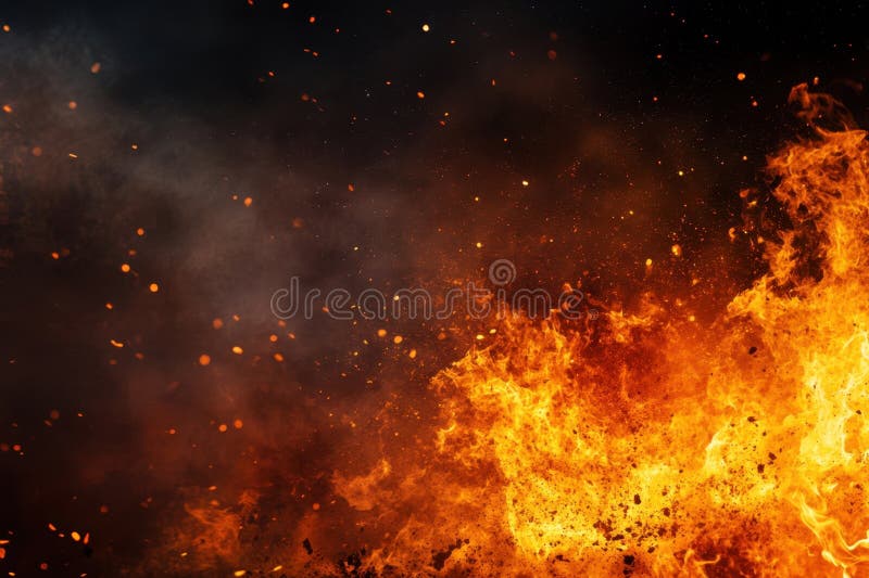 Intense Flames Engulfing the Night Sky, Creating a Dramatic Visual ...