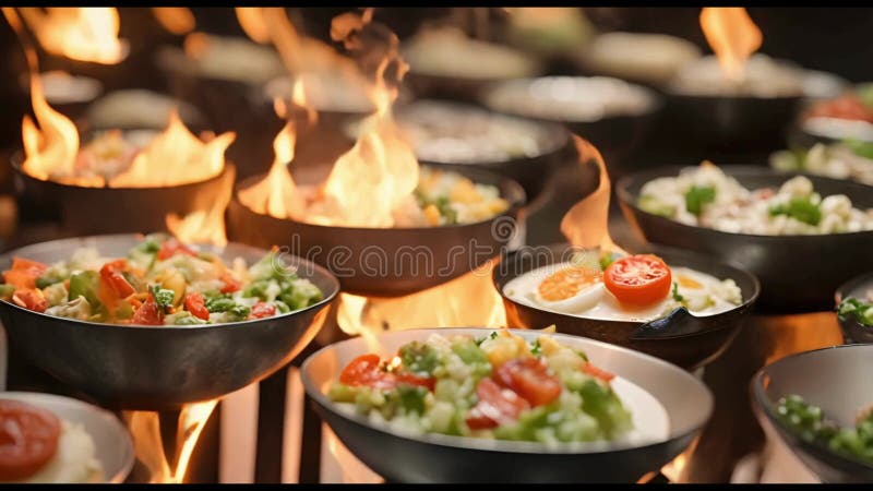 Intense Flames on Food Enhance Visual Appeal and Flavor.AI Generated ...