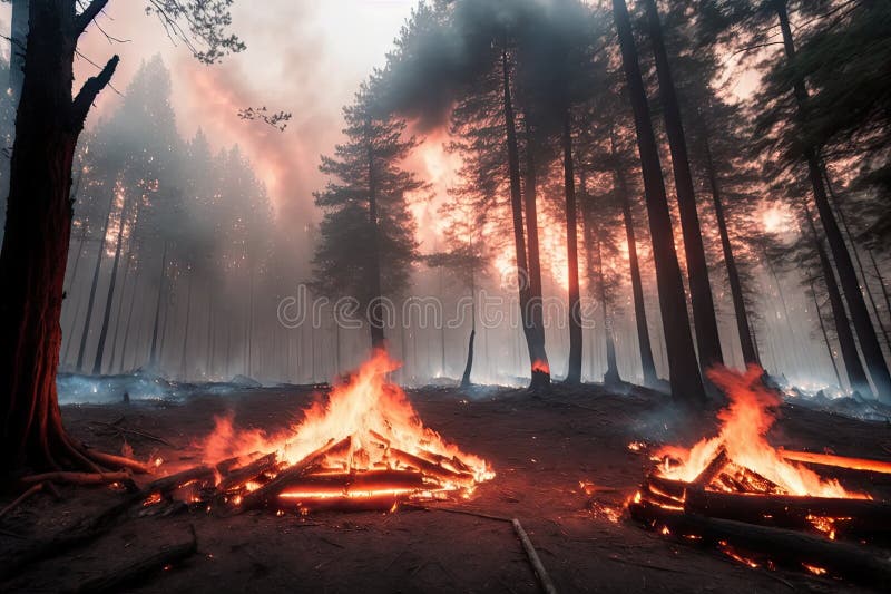 Big Forest Fire Pine Stand Stock Illustrations – 371 Big Forest Fire ...