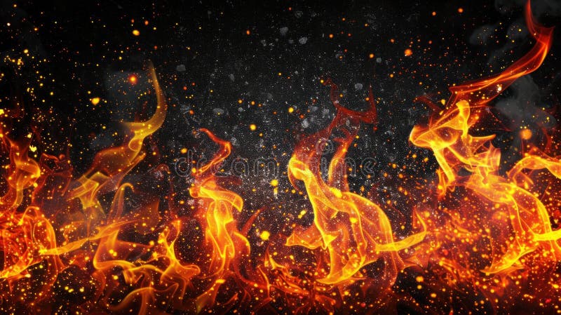 Intense Flames Rising Against a Dark Background, Capturing the Essence ...