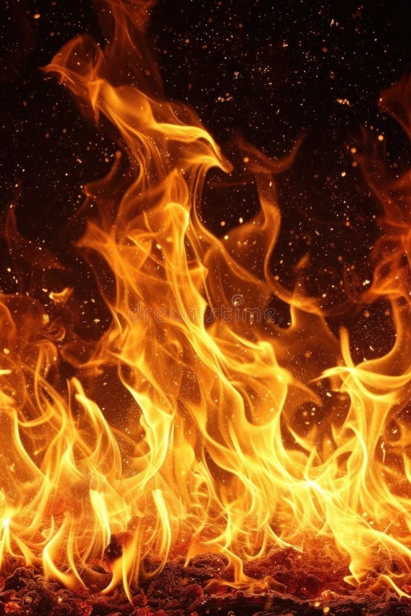 Intense Flames Rising Against a Dark Background, Capturing the Essence ...
