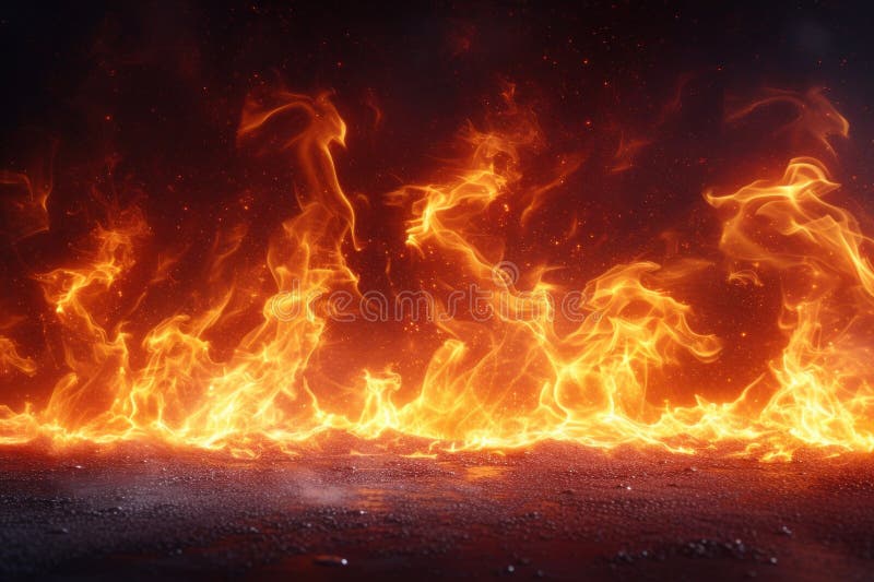 Intense Flames Rising Against a Dark Background, Capturing the Essence ...