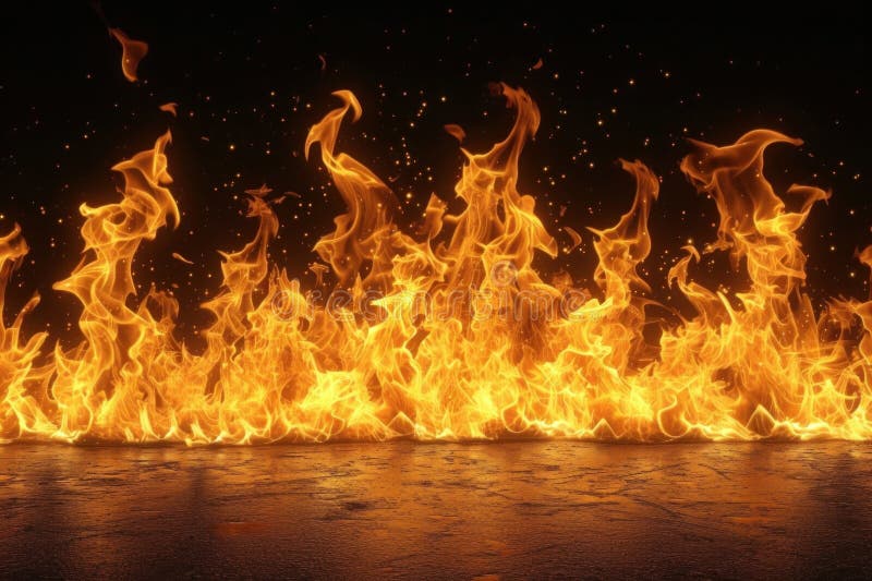 Intense Flames Rising Against a Dark Background, Capturing the Essence ...