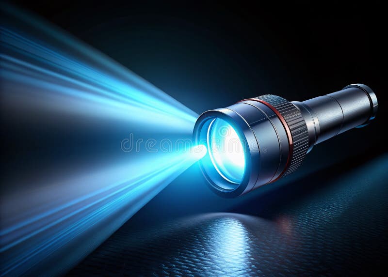 Intense Flashlight Beam Pierces through the Night a Dramatic Stock ...