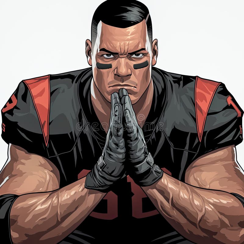 Intense Football Player in Uniform, Focused and Ready for Action Stock ...