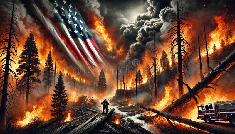 American Wildfire Scene stock illustration. Illustration of american ...