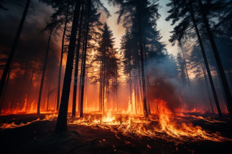 Intense Forest Fire Threatening Ecosystem, Endangering Wildlife, and ...