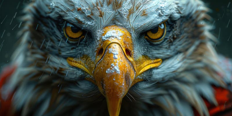 Intense Gaze of an American Bald Eagle in the Rain. Created by ...