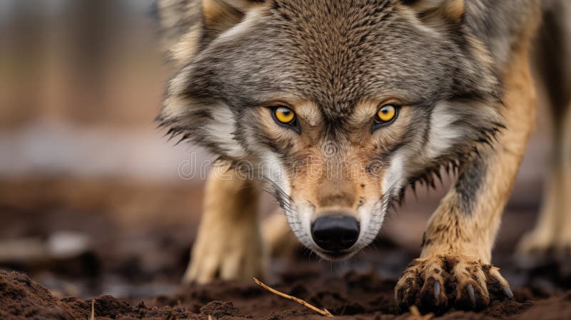 Intense Gaze of a Forest Wolf. Generative AI Stock Photo - Image of ...