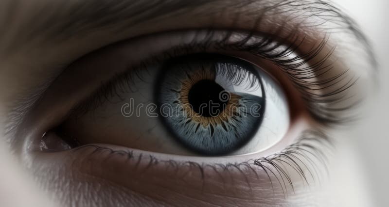 Intense Gaze of a Person with Striking Blue Eyes Stock Illustration ...