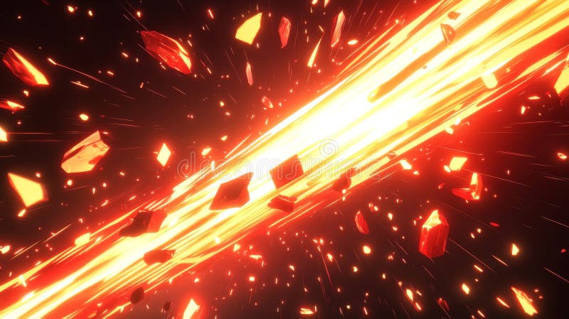 Intense Glowing Energy Beam with Red and Orange Particles Stock ...