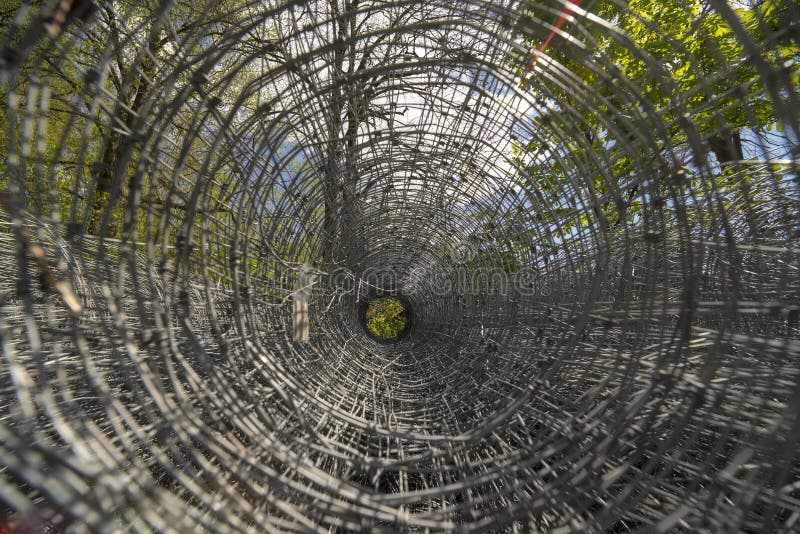 A View through a Roll of Steel Fencing Mesh. Stock Photo - Image of ...