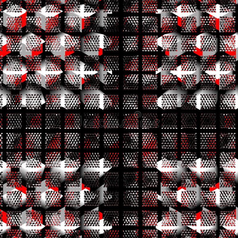 Intense Grid Pattern with Repeating Red White and Grey Texture Cube ...