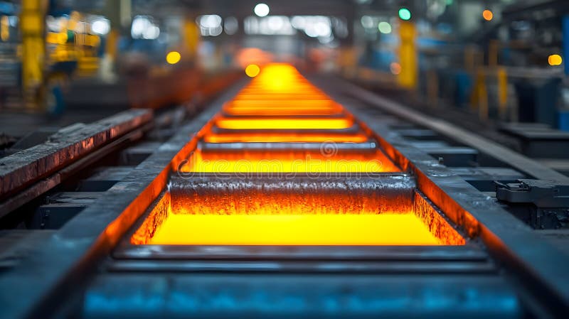 Intense Heat, Molten Metal Flowing through Industrial Manufacturing ...