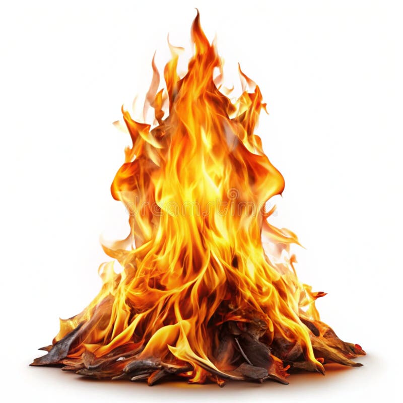 Burning Fire Isolated on White Background Stock Photo - Image of ...