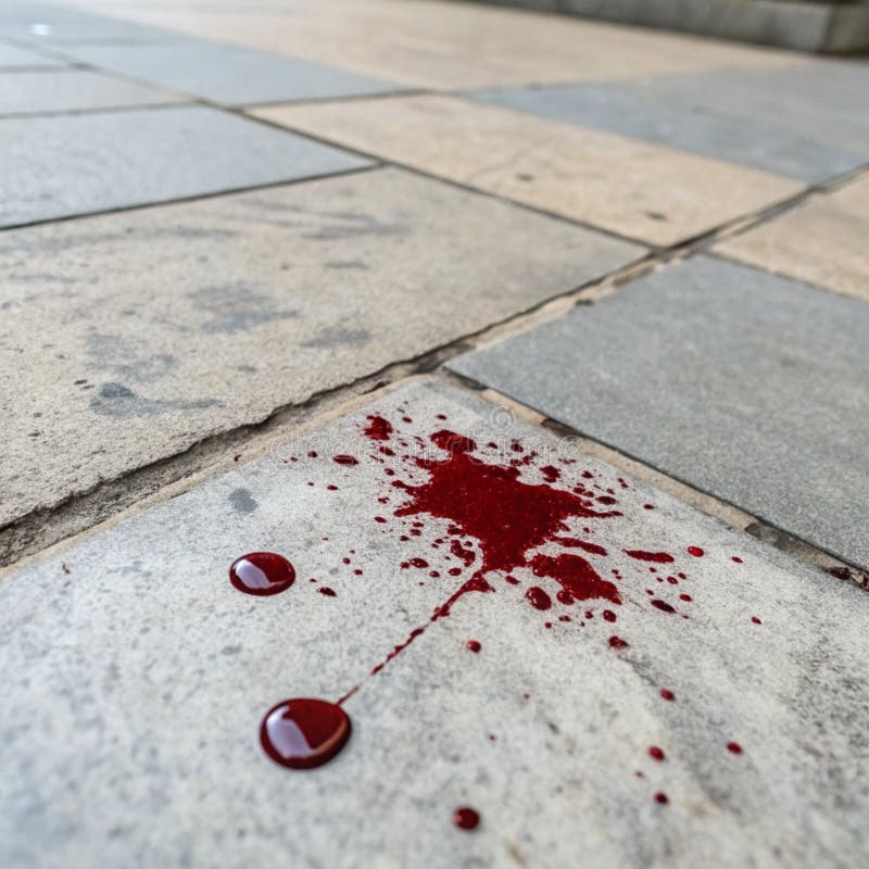A Drop of Blood, a Splash of Blood. Blood Pattern on Cement Floor Stock ...