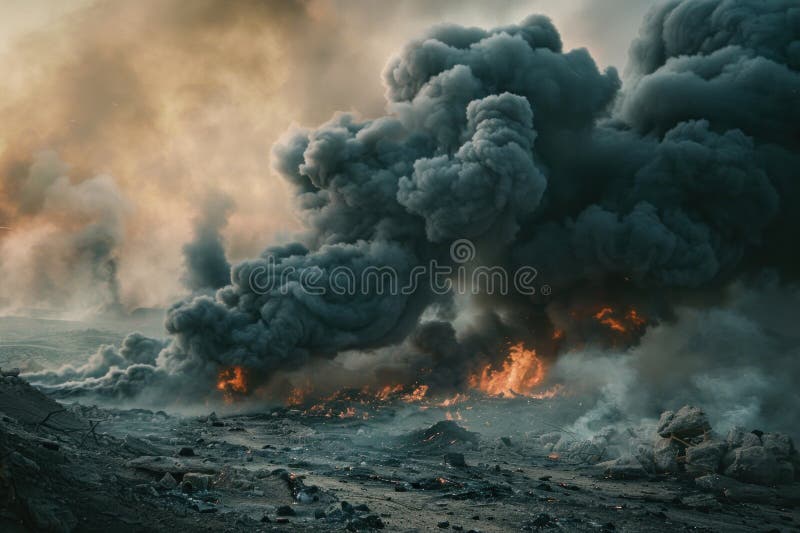 Dramatic Volcanic Eruption with Ash Clouds Stock Photo - Image of ...