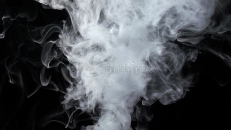 Intense Jet of White Smoke Streams from Bottom, Black Background Stock ...