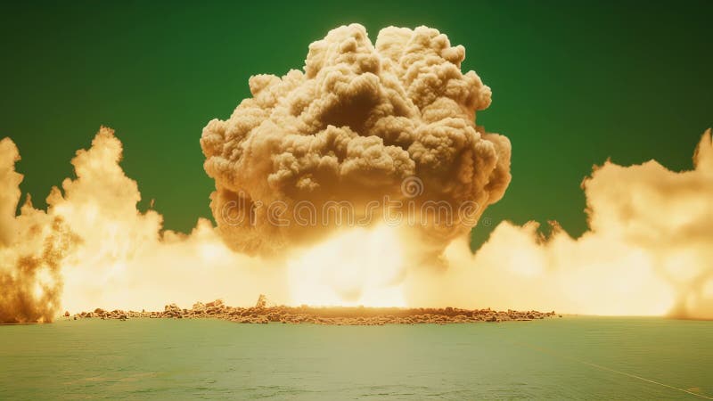 Nuclear Explosion Expanding on Green Screen Background Stock Footage ...