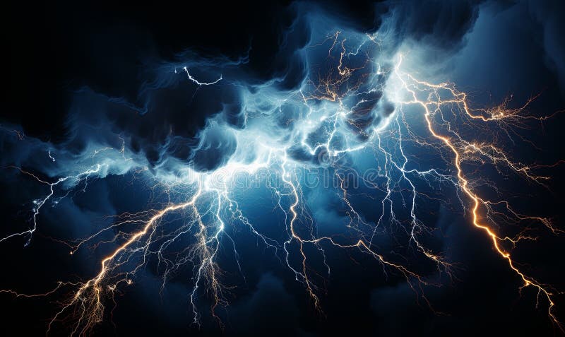 Intense Lightning on Dark Background Stock Image - Image of electric ...