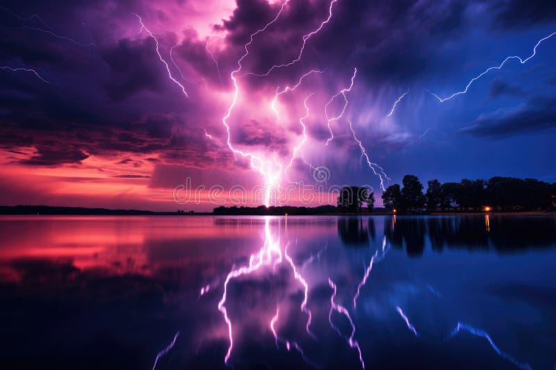 Intense Lightning Storm Above Destroyed Industrial Building Stock ...