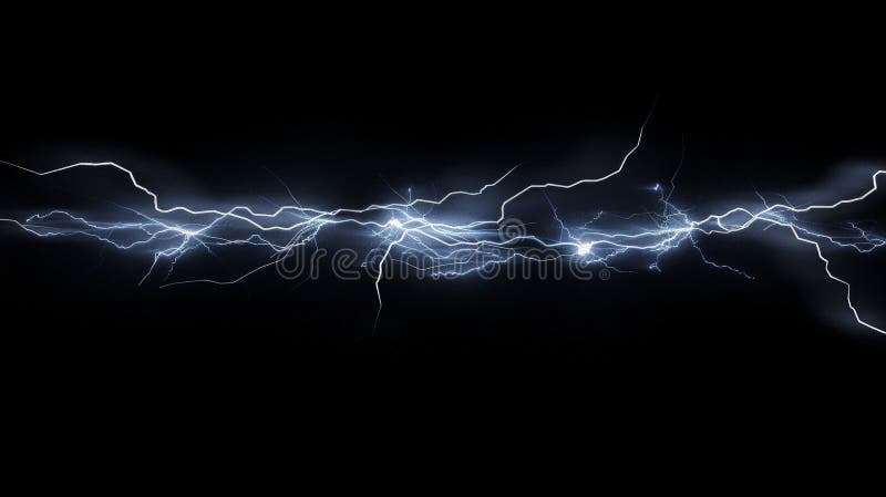 Intense Lightning Storm on Black Background Stock Illustration ...