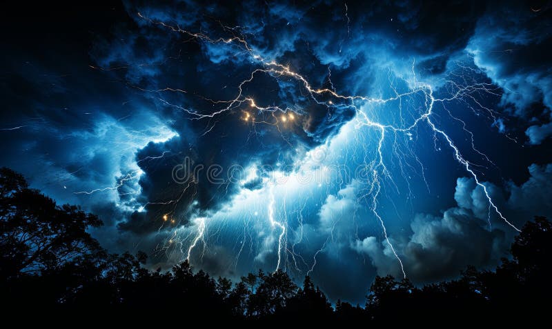 Intense Lightning Storm in Massive Cloud Stock Photo - Image of ...