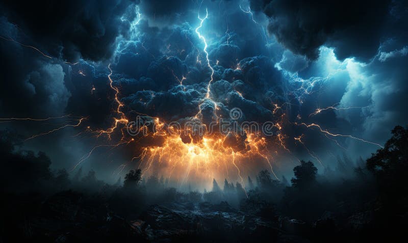 Intense Lightning Storm within Massive Cloud Stock Image - Image of ...