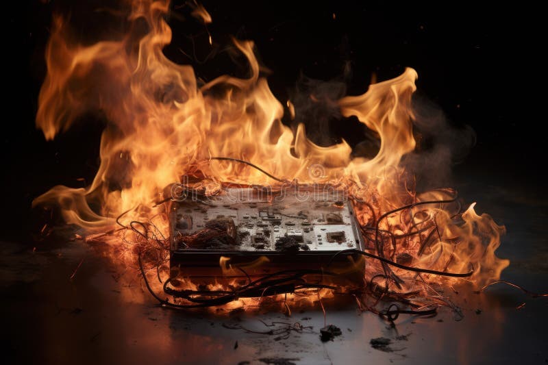Intense Lithium Battery Fire. Generate Ai Stock Illustration ...