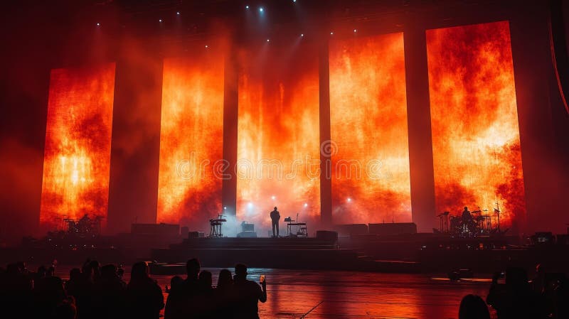 Intense Live Concert with Stunning Visuals and Dynamic Lighting Stock ...