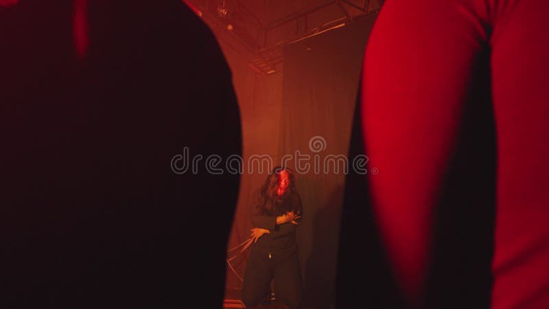 Intense Live Performance Under Red Lights Stock Video - Video of people ...