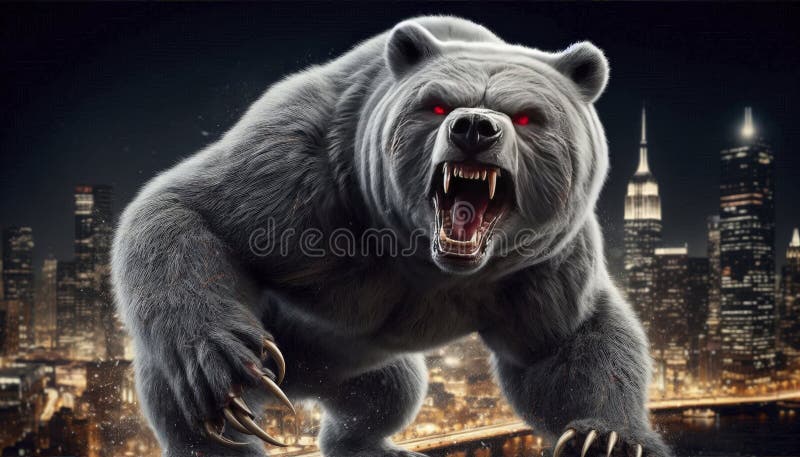 Intense Macro Image of a Bear Growling with Piercing Red Eyes and ...