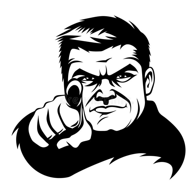 Intense Male Character Pointing with Determined Expression for Graphic ...