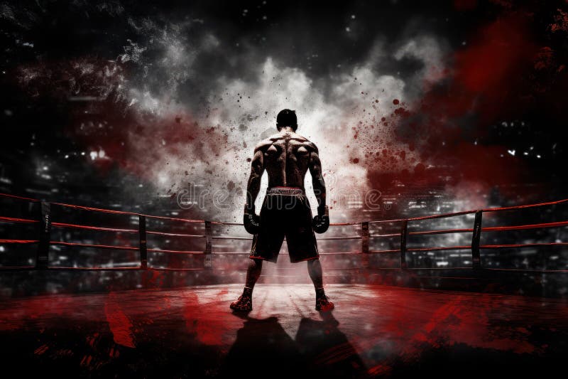 Intense Man Boxing Ring Lights. Generate Ai Stock Illustration ...