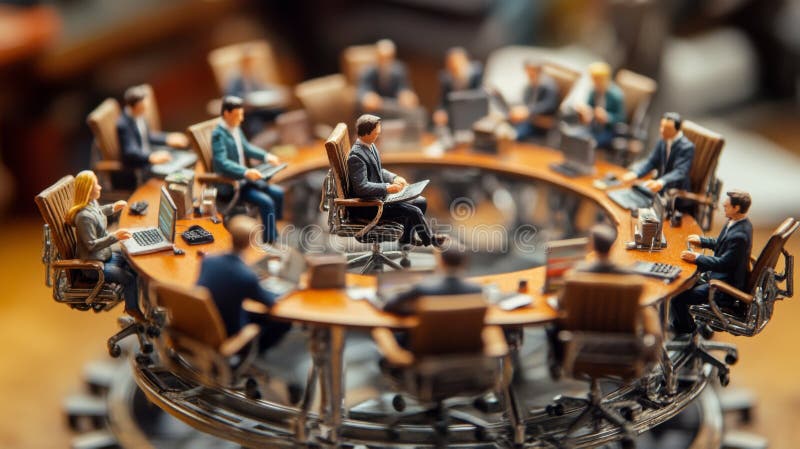 Intense Miniature Business Meeting Focused Teamwork Stock Illustration ...