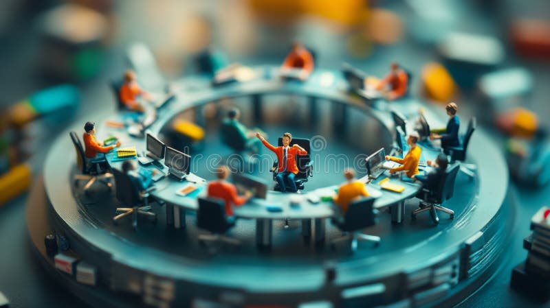 Intense Miniature Business Meeting Focused Teamwork Stock Illustration ...