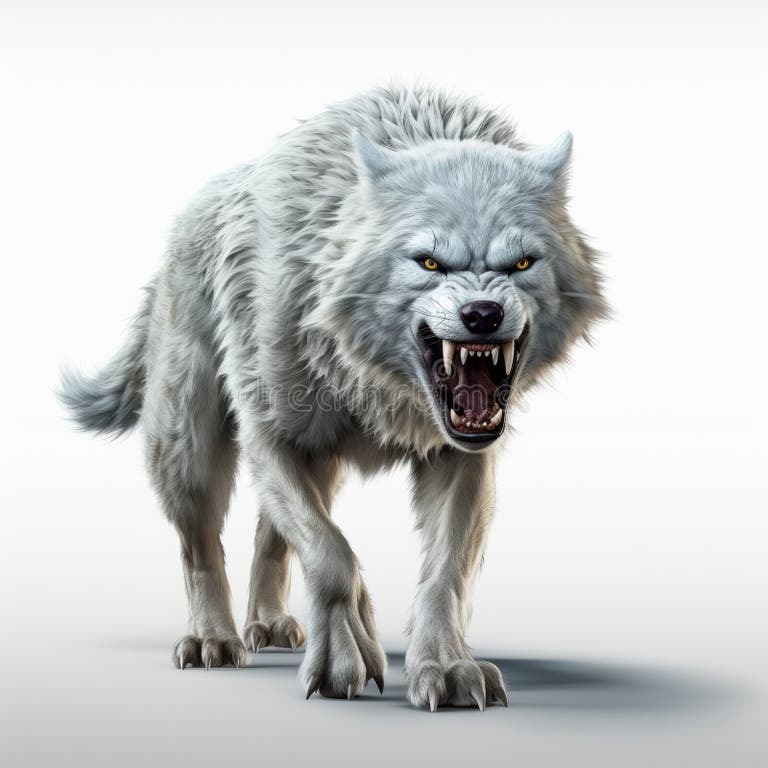 Intense Movement: Scary Evil White Wolf in 3d Stock Illustration - Illustration of inspiration ...